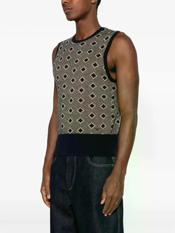 Emporio Armani Diamond-patterned Sleeveless Vest