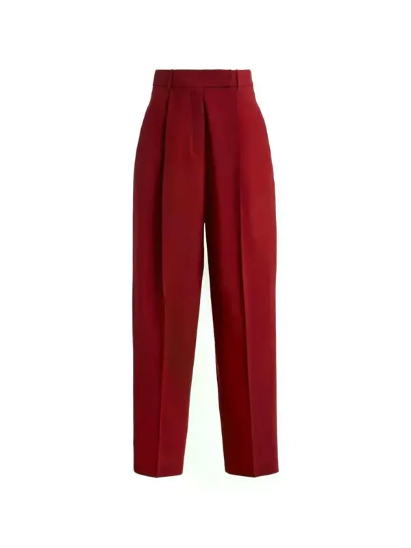 RÓHE Daria Pleated Wool Trousers - Red