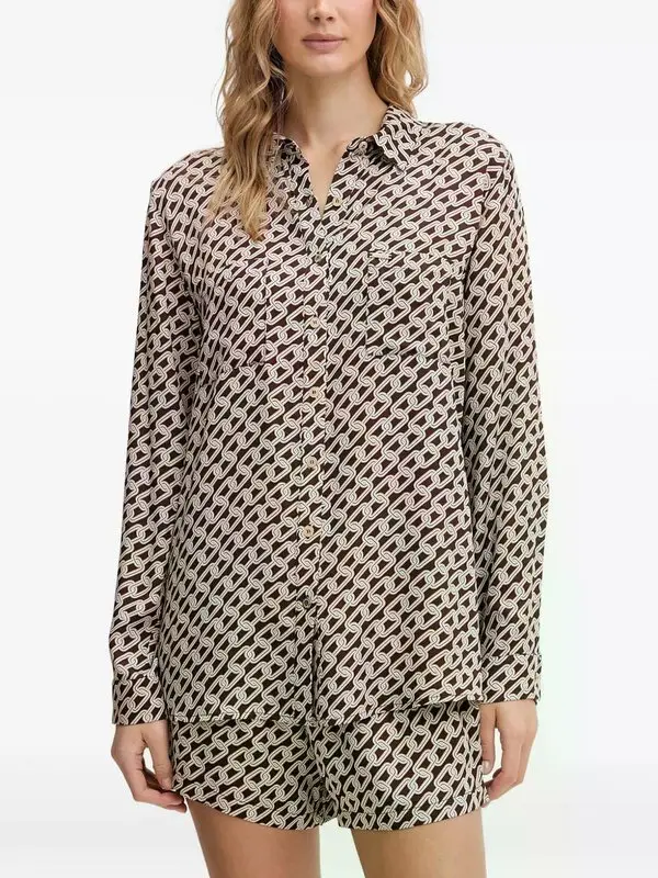 Melissa Odabash Millie Chain-print Button-up Shirt