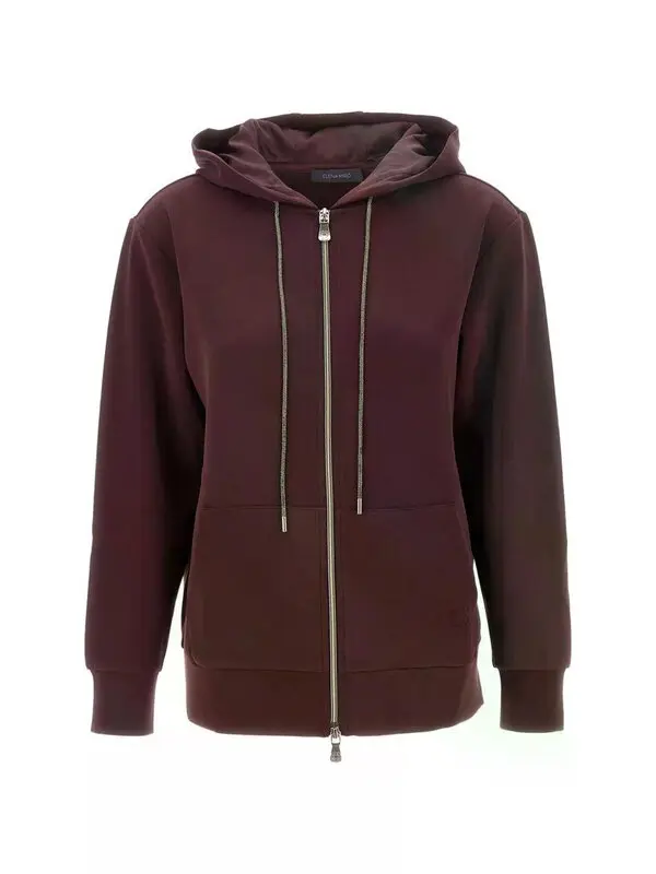 ELENA MIRÒ Rhinestone-drawstring Zip-up Hoodie