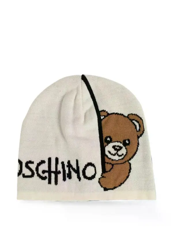 Moschino Teddy Bear Logo-intarsia Beanie Hat