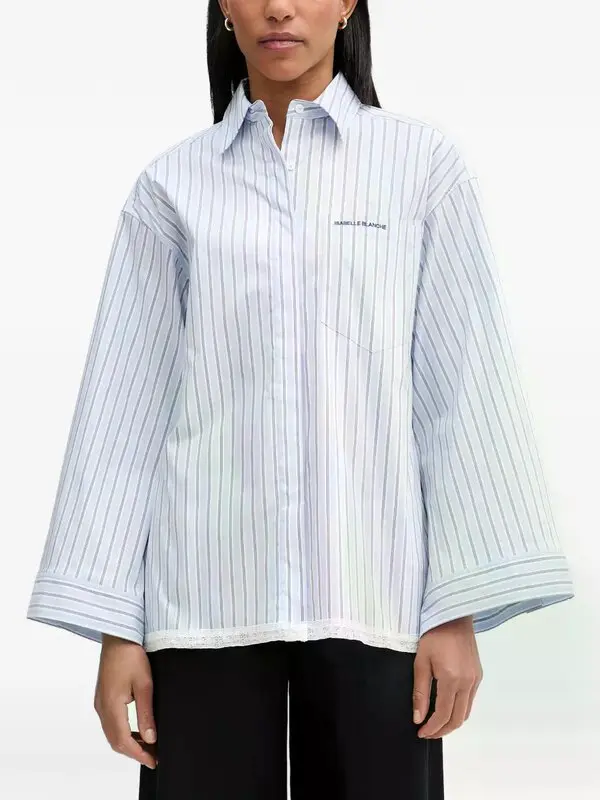 ISABELLE BLANCHE Lace-trim Striped Shirt