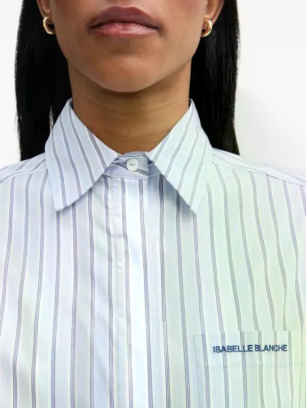 ISABELLE BLANCHE Lace-trim Striped Shirt