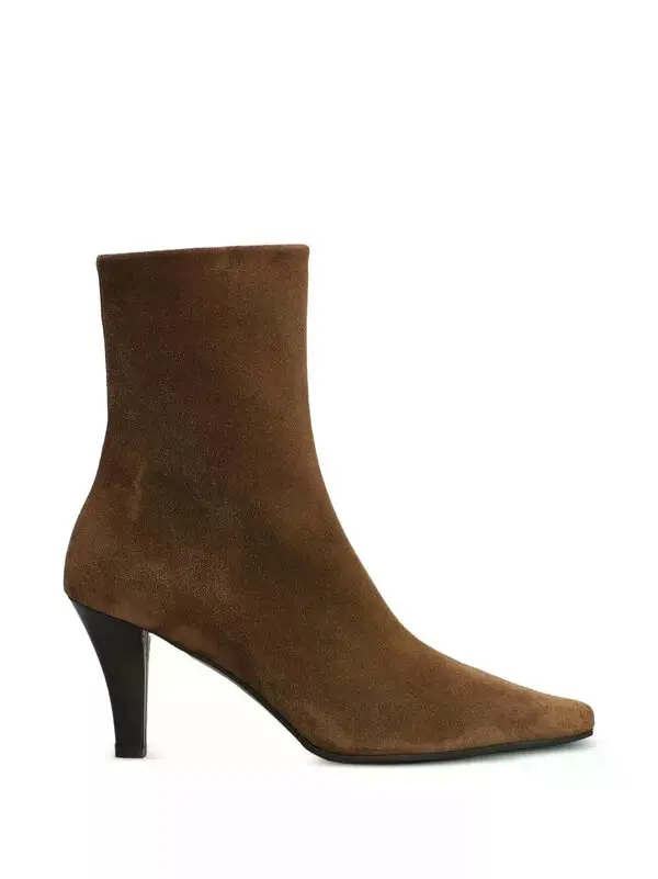THE SELLER Square Toe Ankle Boots With Stiletto Heel - Brown