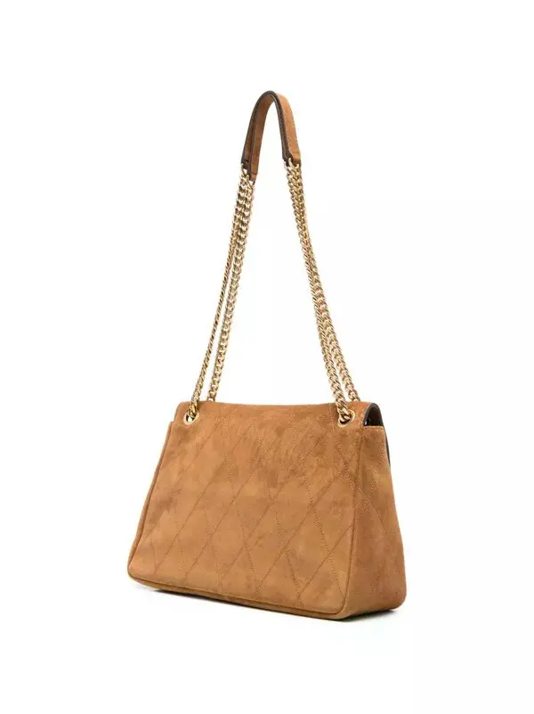 Tory Burch Charlie Quilted Suede Shoulder Bag - Neutrals
