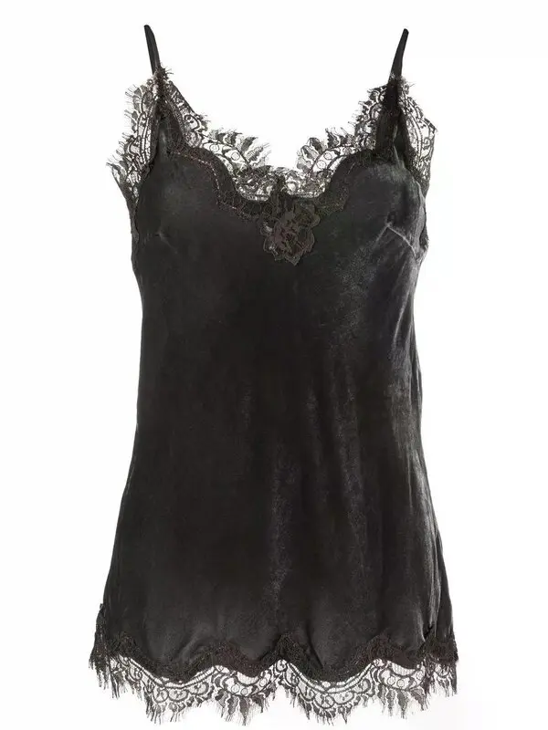 Gold Hawk Lace-trim Camisole Top - Grey