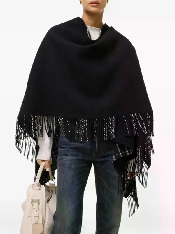 Burberry 羊毛毯式斗篷 - Black