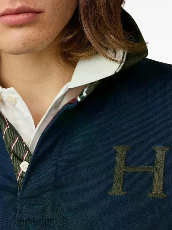 HACKETT LONDON Logo-patch Long-sleeve Polo Shirt