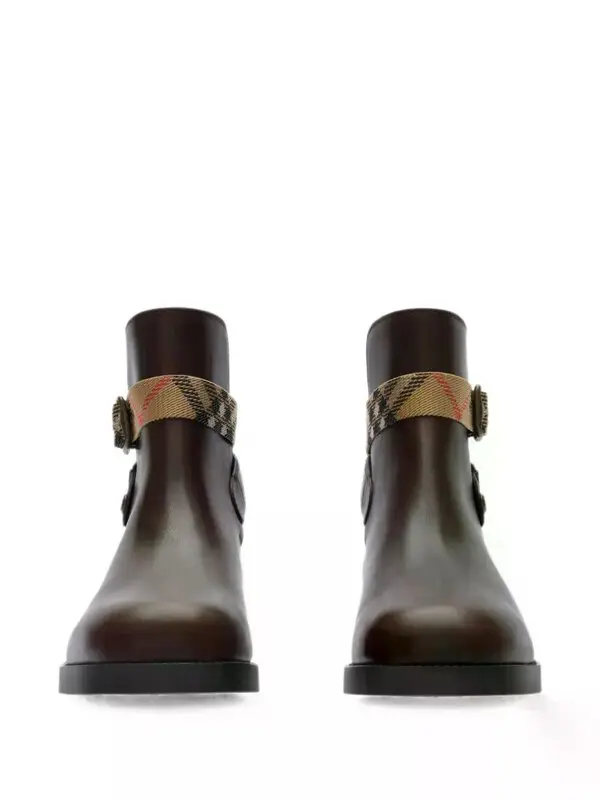 Burberry Check-strap Leather Ankle Boots