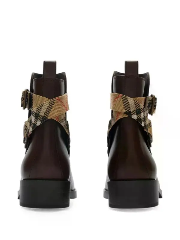 Burberry Check-strap Leather Ankle Boots