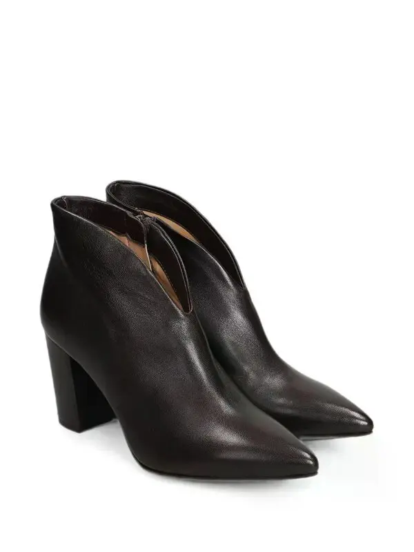 THE SELLER Pointed-toe V-cut Leather Ankle Boots