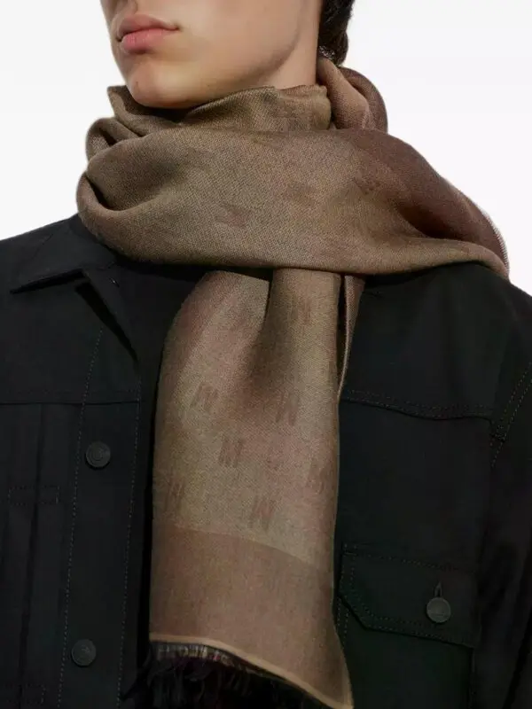 Moschino Monogram Frayed-edge Scarf