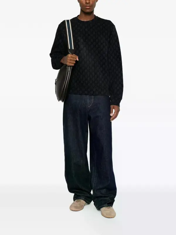Emporio Armani Monogram Pattern Long Sleeve Sweater