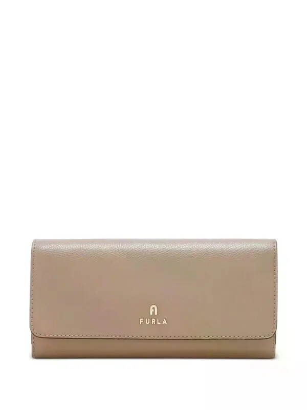 Furla Logo-plaque Grained-leather Wallet - Brown