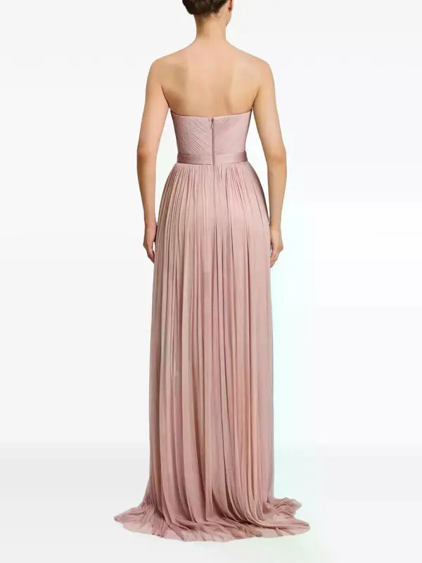 CRISTALLINI Estella Pleated Strapless Maxi Dress - Pink
