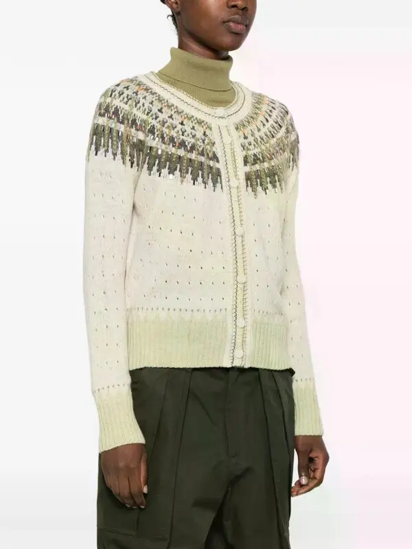 Ermanno Scervino Sequin-embellished Fair Isle Cardigan - Neutrals