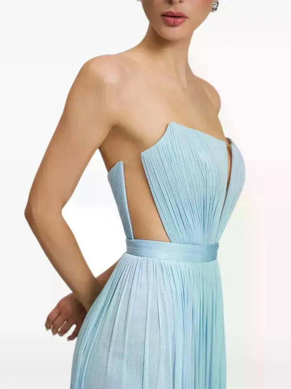 CRISTALLINI Serena Pleated Silk Maxi Dress