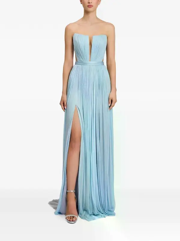 CRISTALLINI Serena Pleated Silk Maxi Dress - Blue