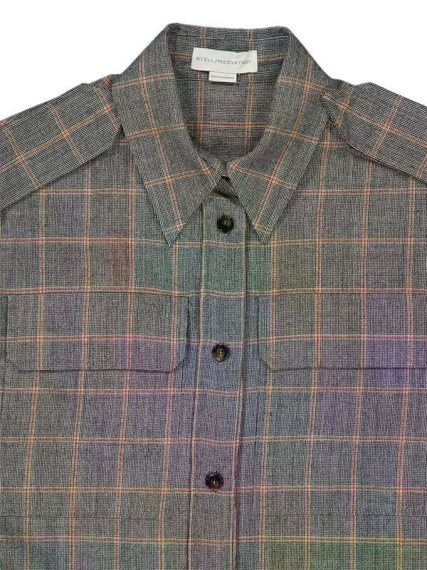 Stella McCartney Check-pattern Epaulette Shirt Mini Dress