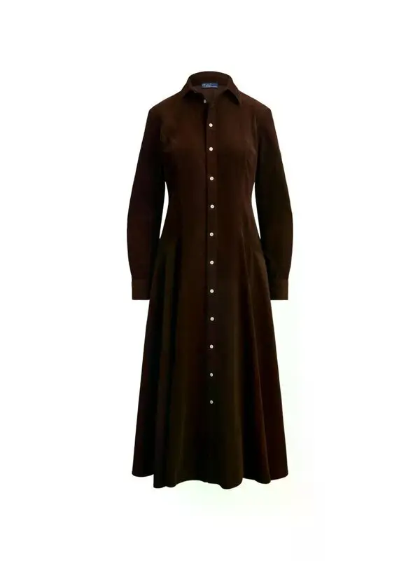Polo Ralph Lauren Tyler Corduroy Shirt Midi Dress - Brown