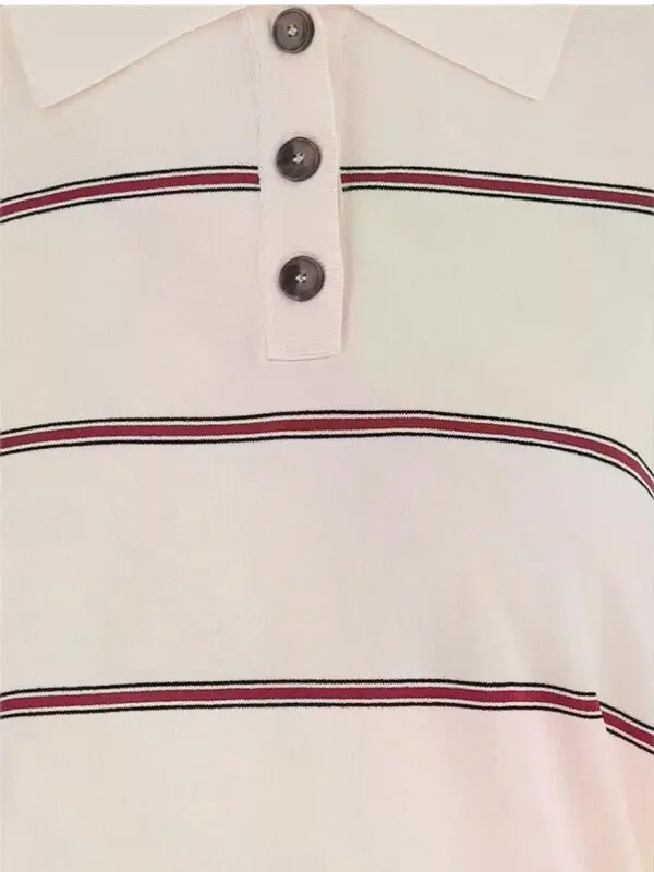 THE GARMENT Striped Long-sleeve Polo Shirt - Neutrals