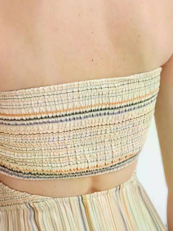 SESSUN Shirred Striped Midi Dress