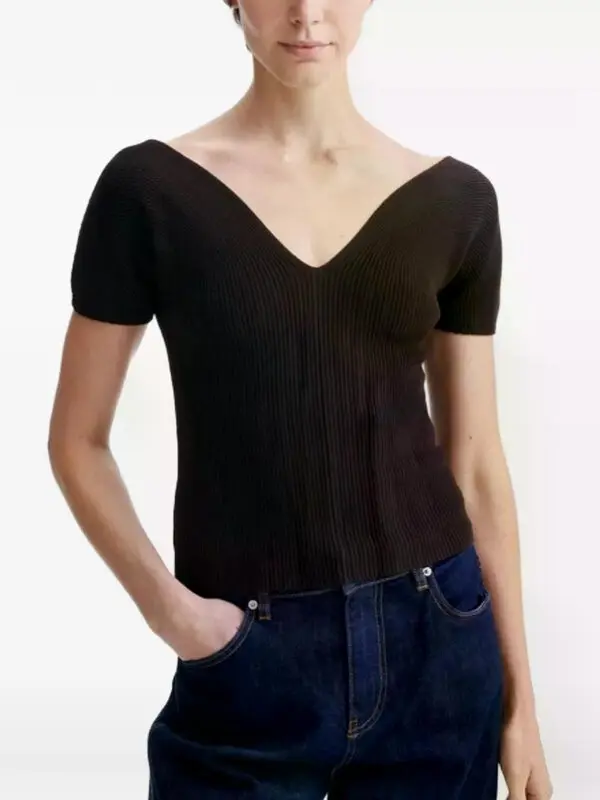 Vanessa Bruno Helia Ribbed-knit V-neck Top