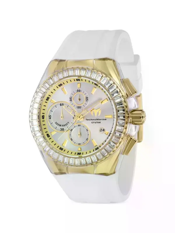 TECHNOMARINE Cruise 45mm Chronograph Watch With Crystal Embellishments - Silver