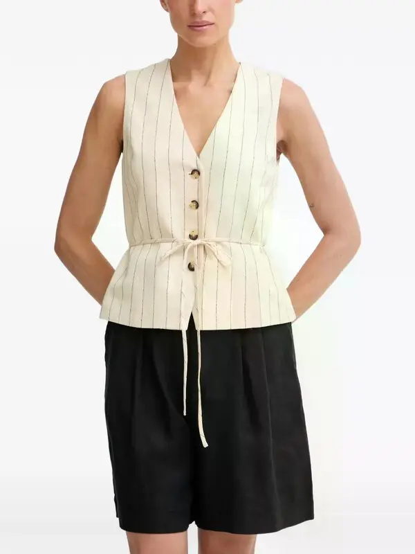 Rag & Bone Pinstripe-pattern Tie-waist Top