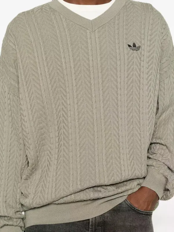 Adidas Cable-knit V-neck Sweater - Neutrals