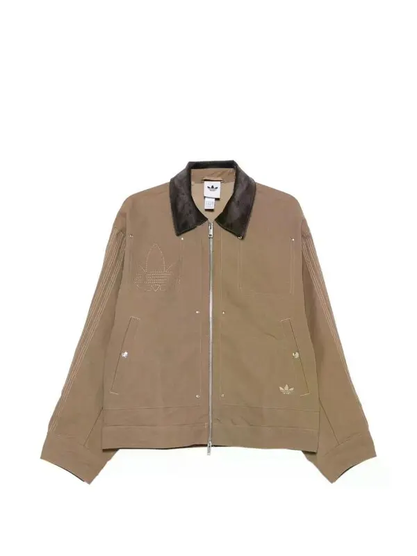 Adidas Embroidered Corduroy Collar Jacket - Neutrals