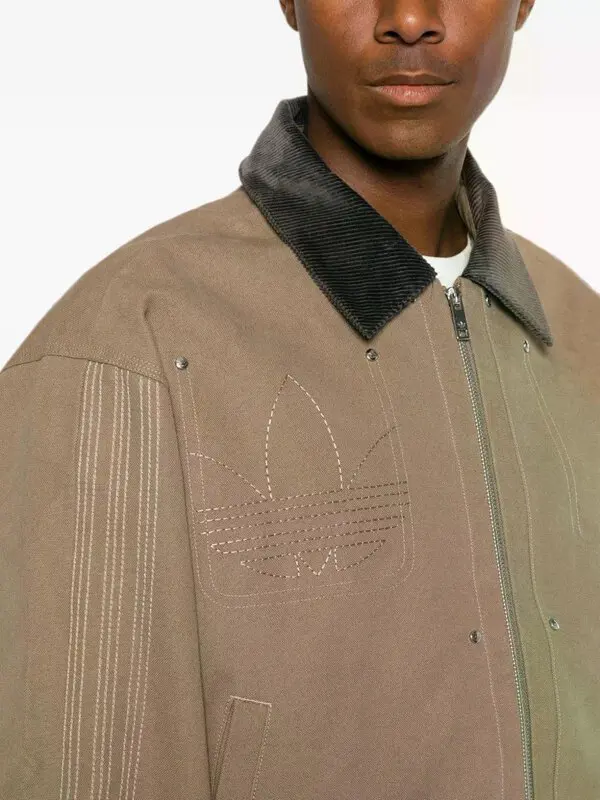 Adidas Embroidered Corduroy Collar Jacket - Neutrals