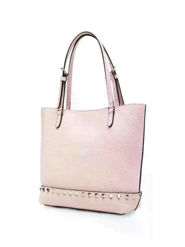 Valentino Garavani Rockstud Pebbled Leather Tote Bag - Pink