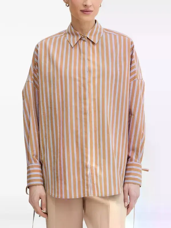 SESSUN Armando Striped Tie-cuff Shirt - Orange