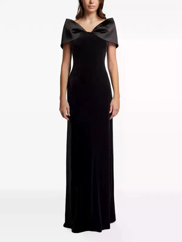 CRISTALLINI Bow-detail Velvet Dress - Black
