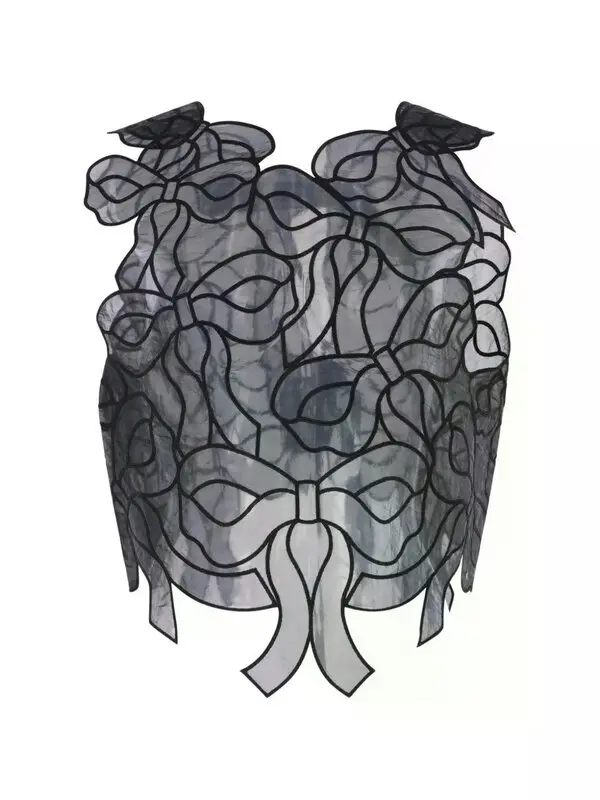 Cecilie Bahnsen Bow-embroidered Organza Top - Grey