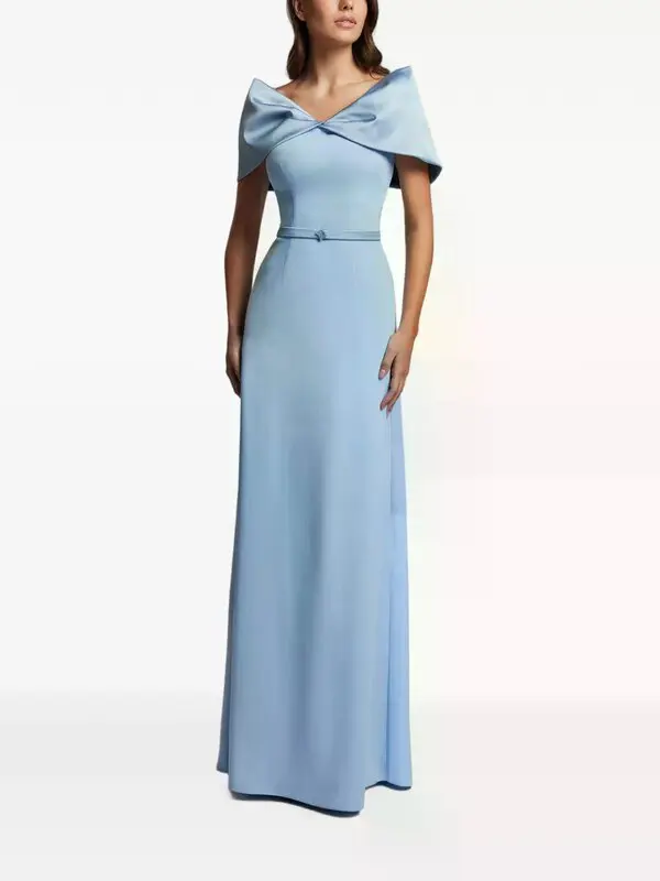 CRISTALLINI Belted Fluid Maxi Dress - Blue