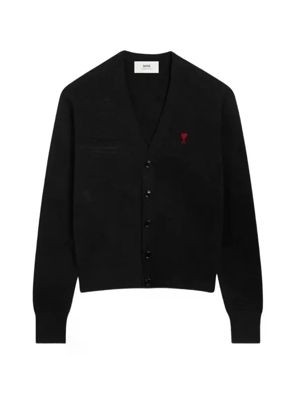 AMI Paris De Coeur V-neck Cardigan - Black