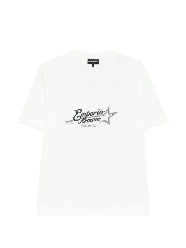 Emporio Armani Logo-embroidered T-shirt - White