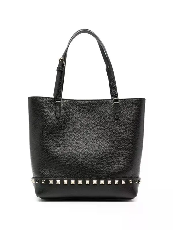 Valentino Garavani Rockstud Grained Leather Tote Bag - Black