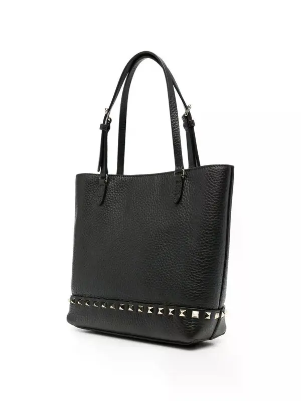 Valentino Garavani Rockstud Grained Leather Tote Bag - Black