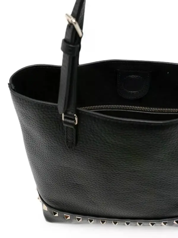 Valentino Garavani Rockstud Grained Leather Tote Bag - Black