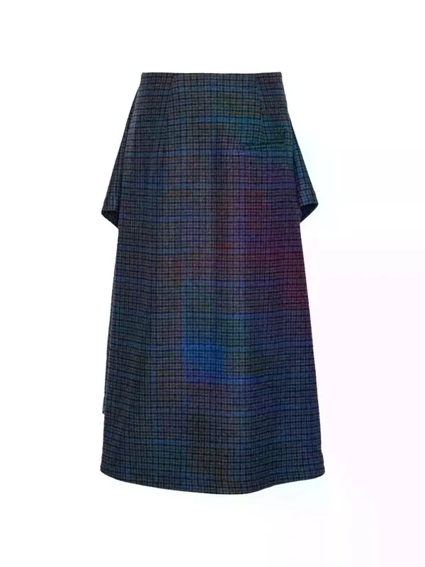 Henrik Vibskov Blanket Check-pattern Midi Skirt - Blue