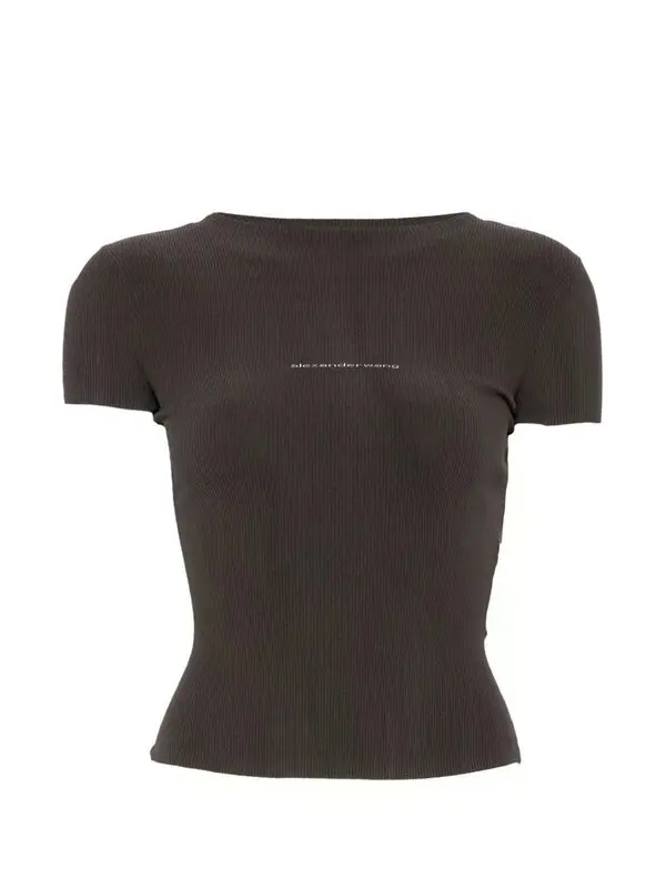 Alexander Wang Ribbed-knit Logo-print T-shirt - Brown
