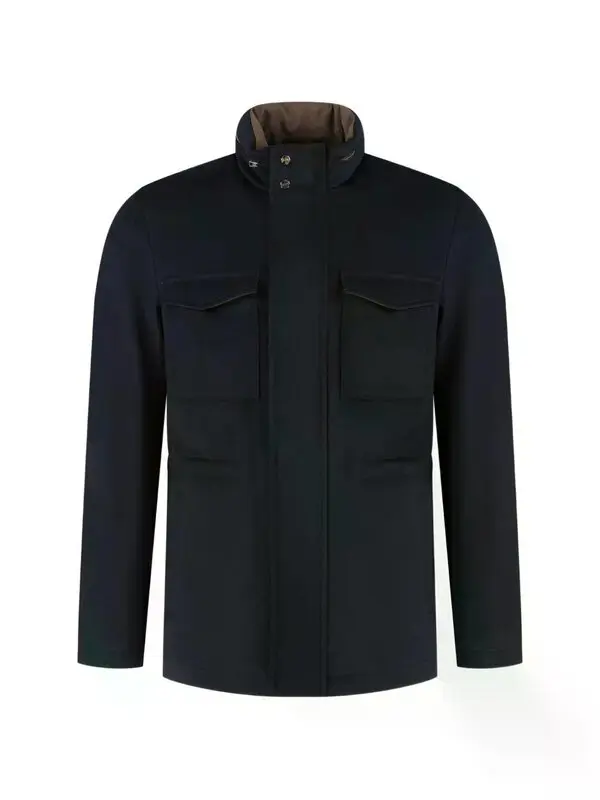 Herno High-neck Multi-pocket Coat - Blue
