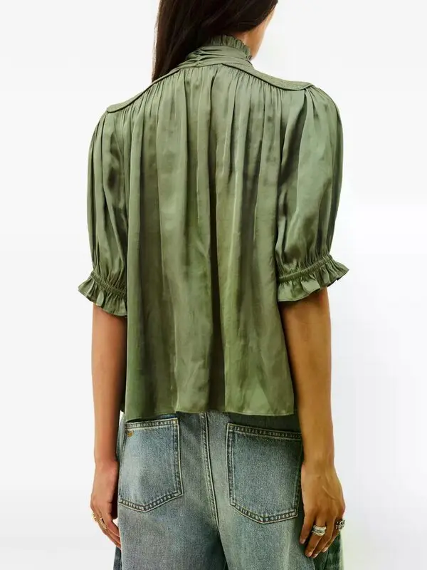 Ba&sh Camila Ruffled-trim Smocked-shoulder Blouse