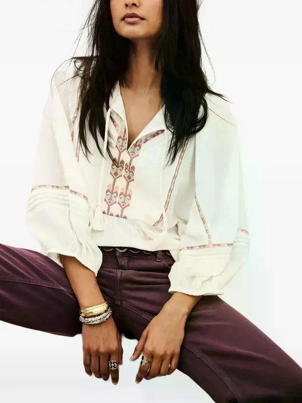 Ba&sh Poeme Embroidered Tassel-detail Blouse