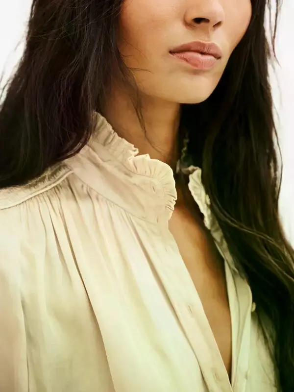 Ba&sh Camila Ruffled-collar Smocked Blouse