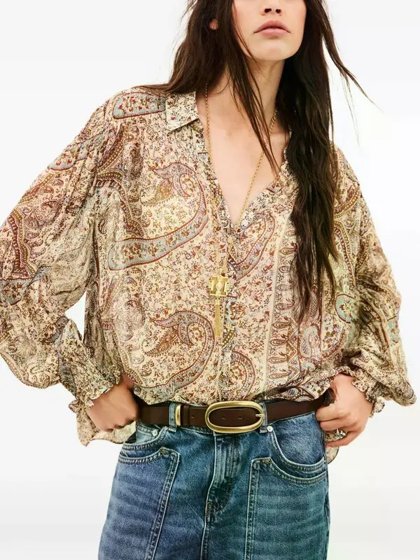 Ba&sh Paisley-print Smocked-cuff Shirt