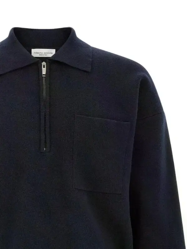 ROBERTO COLLINA Half-zip Wool Polo Shirt